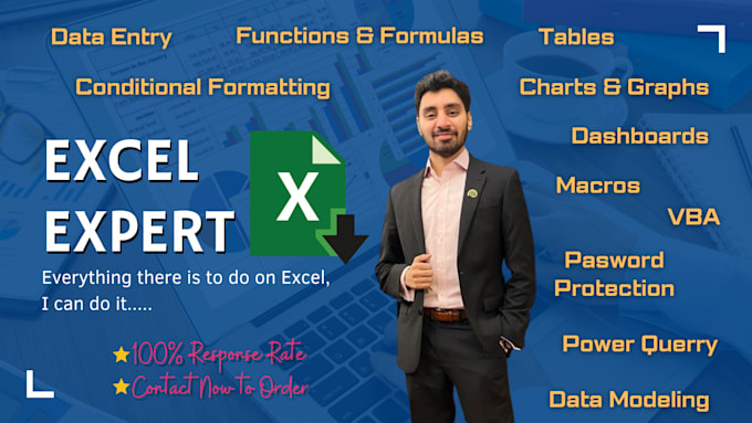 Be your excel expert in formatting, dashboards, formulas, vba and automation by Syedusama423 ...