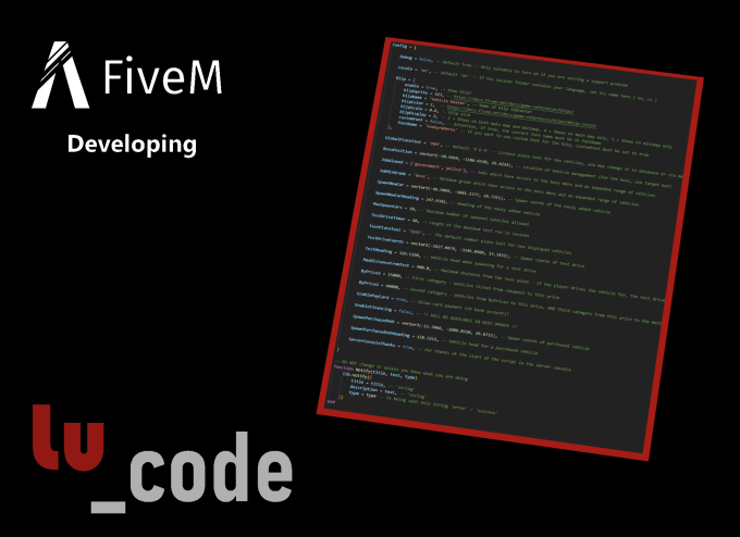 Create custom fivem script, fix or optimize script too by Lucode_fivem ... Create custom fivem script, fix or optimize script too by Lucode_fivem ...