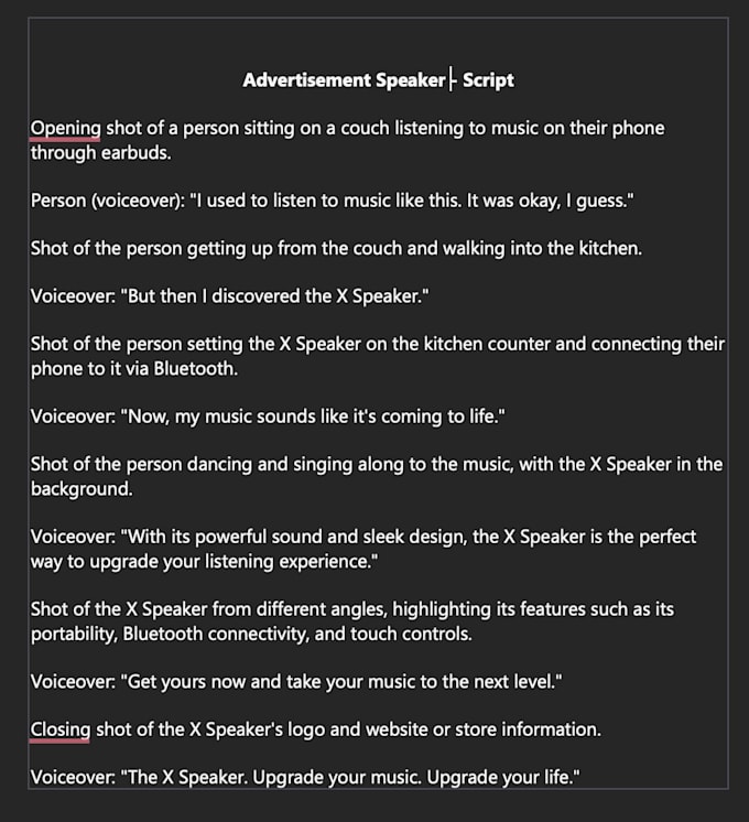 Write an awesome script for you to appear more convincing by ...