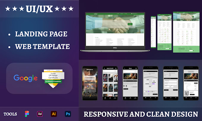 Do responsive landing page or web template with clean ui ux design by ...