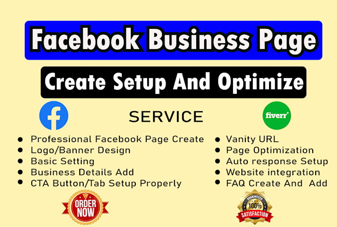Create a facebook business page setup customize and optimization by Piasseo | Fiverr