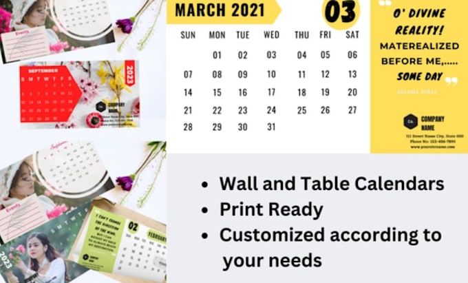 Design a customized table, wall calendar using canva by Memuna_design ...