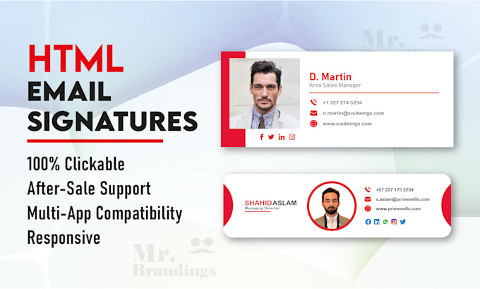Design professional clickable html email signature for outlook, apple, gmail etc by Mrbrandings ...
