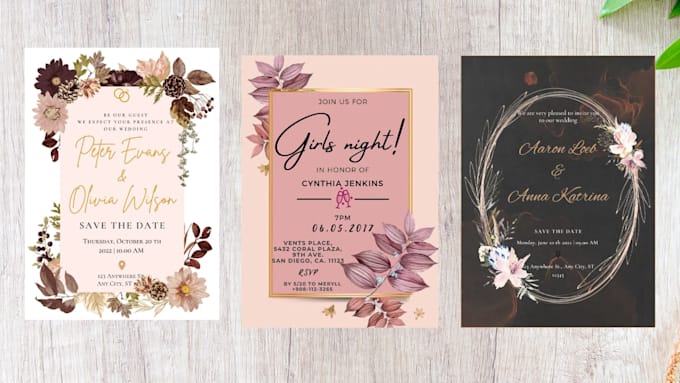 Design beautiful invitation cards by Alishaokay | Fiverr