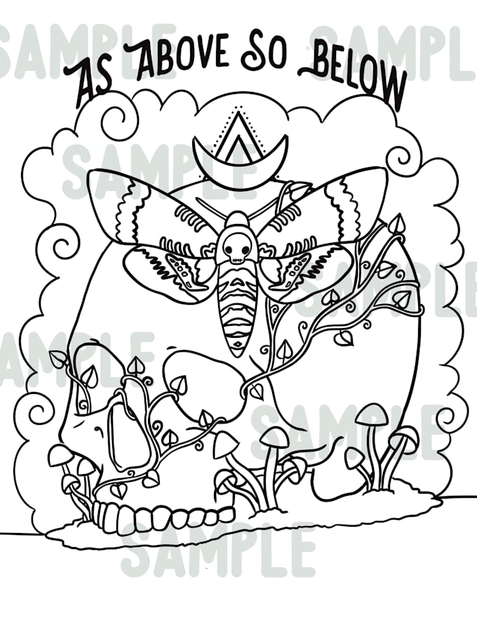 Draw magical whimsical coloring page by Nomadishwitch | Fiverr