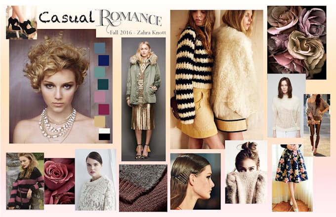 Create concept boards with design inspiration and sketches for knit ...