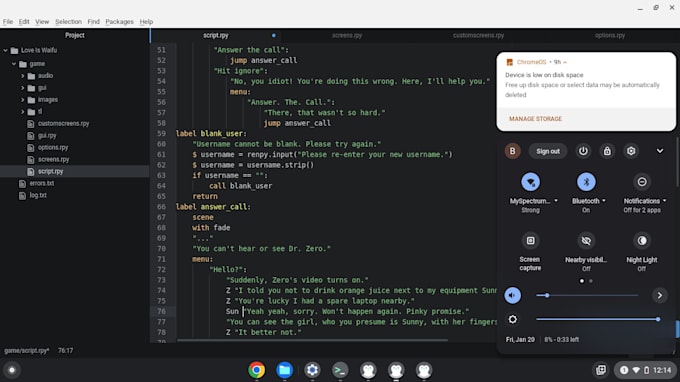Code your renpy visual novel game for you by Starling808 | Fiverr