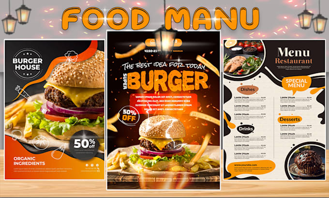 Design restaurant and food menu, poster, flyer, brochure by Fatima ...