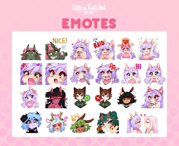 Create emotes for your twitch, discord, youtube by Kitten_katt_art | Fiverr