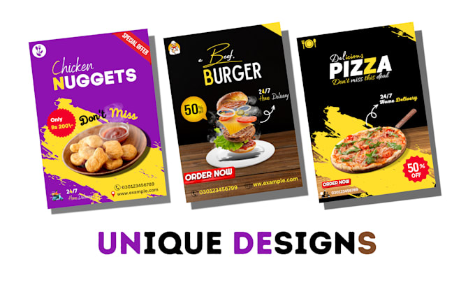 Design attractive food posters, flyers and ads by Hussnain_art | Fiverr