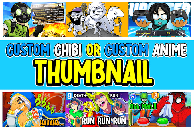 Draw custom cartoon youtube thumbnail anime or chibi style by Bearded ...