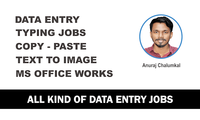 Do data entry, data entry typing work job,copy paste, excel data entry ...