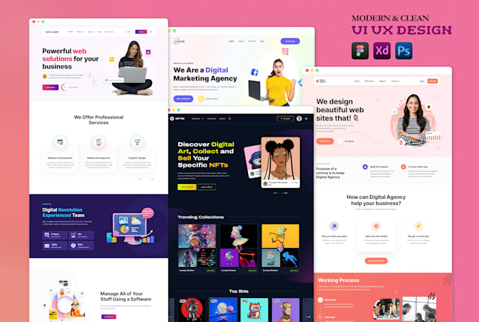 Do website ui design, dashboard, mobile app ui ux design, ui ux design in figma by Nurjahan96 ...