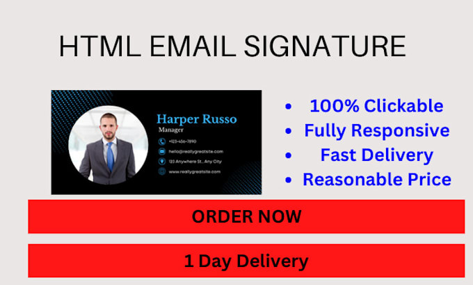 Create a clickable html email signature for your business by Yashpalkarmani | Fiverr