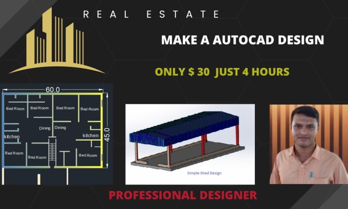 Draw autocad 2d floor plan design by Mdanwar33 | Fiverr
