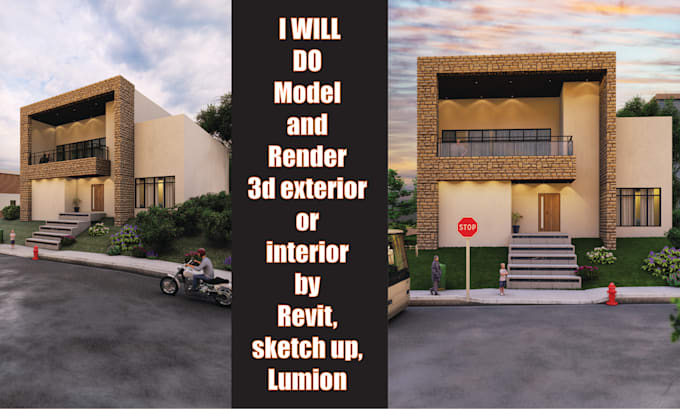 Make model and render 3d exterior or interior by revit, sketch up ...