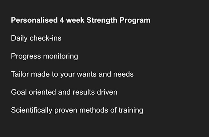 Create a 4 week strength and conditioning program for you by ...