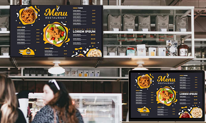 Design menu board, digital menu or tv screen by Ozcanmbaydur | Fiverr