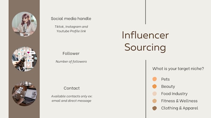Source influencers for your influencer campaign by Chairezjerrica | Fiverr