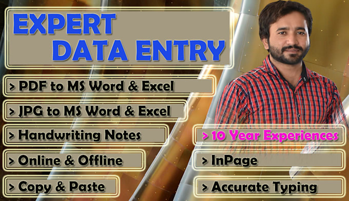 Do data entry expert, pdf to ms word, excel, copy paste, by Tariq988 | Fiverr