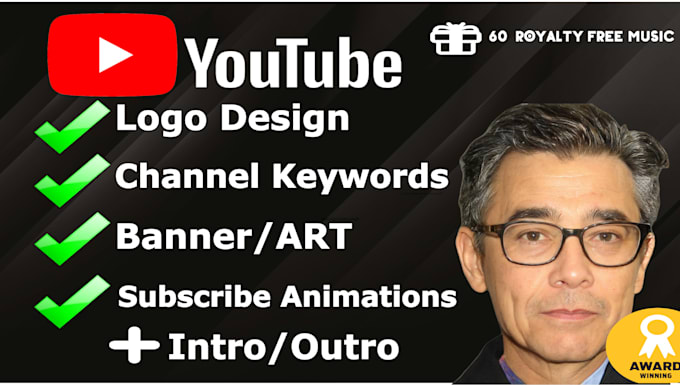 Create,setup youtube channel with logo,intro,outro,art by Josephcomart ...