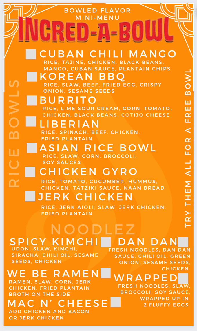 Create a bright and pleasing thematic menu of offerings by ...