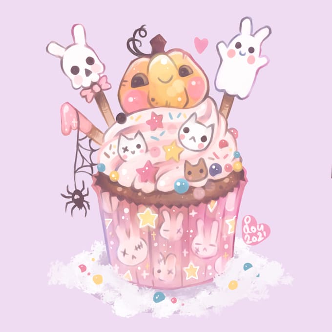 Create cute illustrations in my own style by Charenjidesign | Fiverr