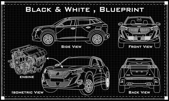 Make 2d outlines, black and white, hand drawn, sketch, and silhouette ...