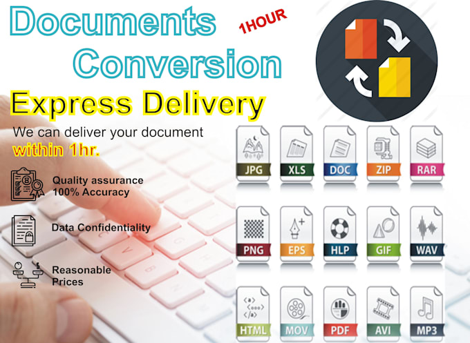 Do convert any types of documents and audio and video within 1hr by ...