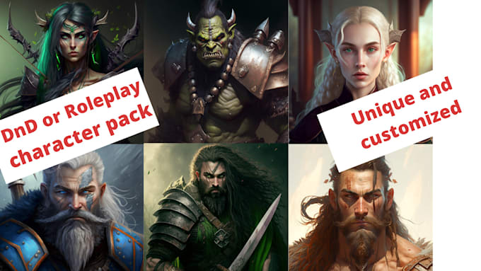 Create 20 unique dungeon and dragons, rpg, character portraits ...