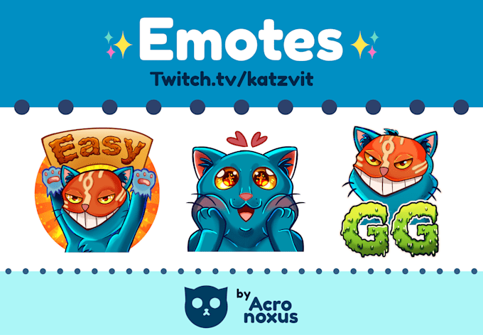 Illustration of custom emotes for your stream by Acronoxus | Fiverr