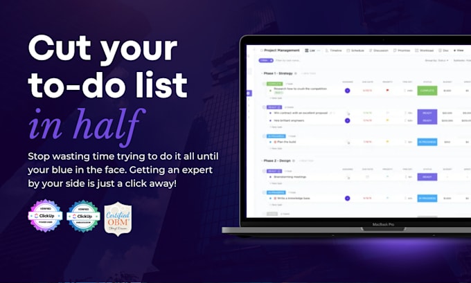Be your expert level clickup virtual assistant by Clickmastr | Fiverr