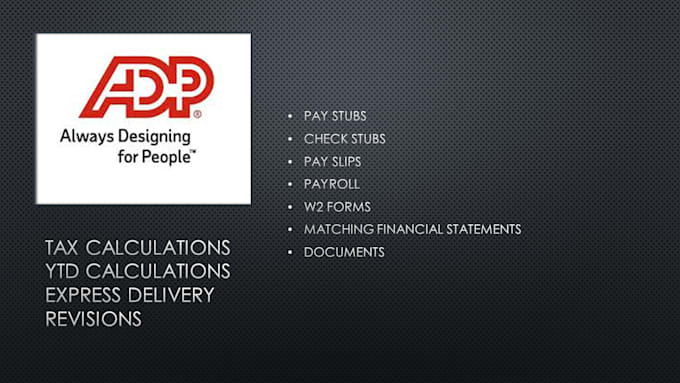 Create adp pay stubs, check stubs and statements by Hassan2241 | Fiverr