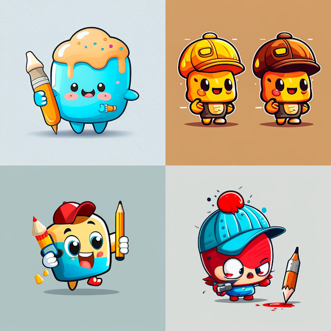 Design cute mascots, cartoon character by Deepakvish2001 | Fiverr