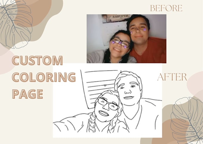 Personalized coloring pages of your own photos by Rugiii | Fiverr