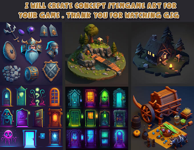 Create 2d game assets for your game by Narhamra | Fiverr
