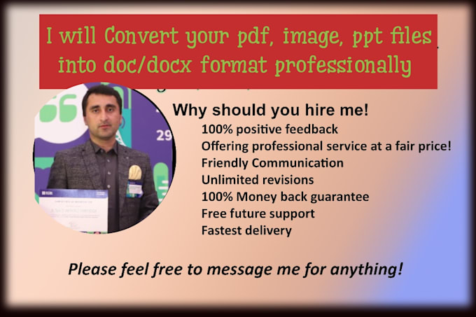 Convert your pdf, image or ppt to docx by Junaidfarooqi1 | Fiverr