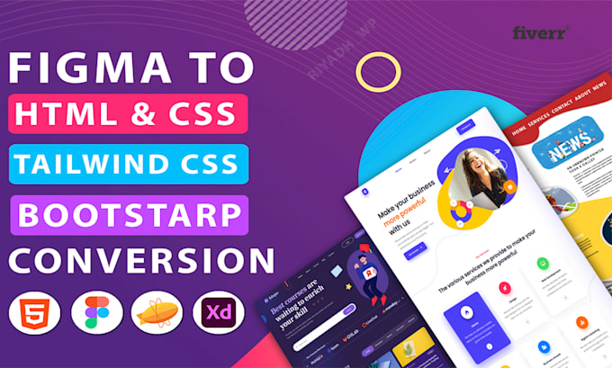 Convert figma,zeplin, psd to html bootstrap tailwind website by Riyadh_wp | Fiverr