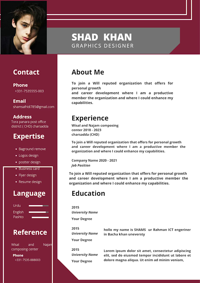 Make professional resume design for your job by Shamsurahman790 | Fiverr