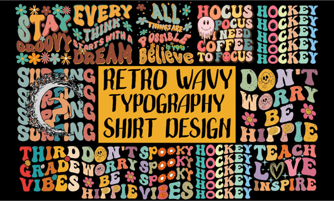 Create retro wavy 70s typography striped t shirt design by Cleveragency ...