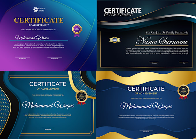 Unique certificate design services by Envatostore | Fiverr