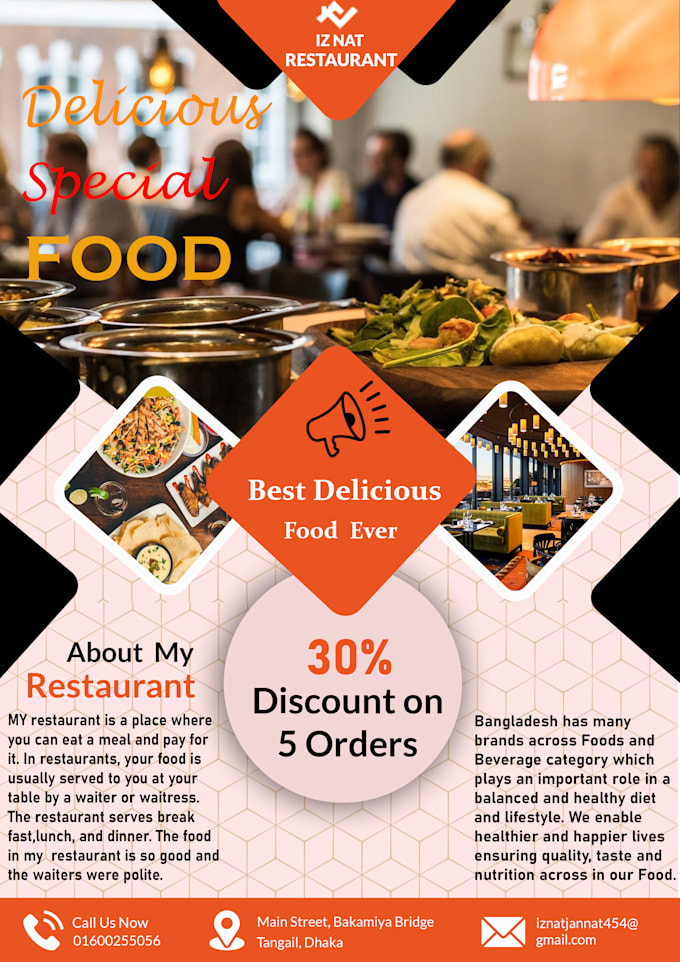 Design amazing food and restaurant flyers, restaurant menus, and poster ...