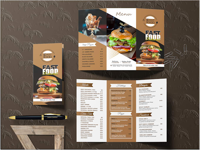 Create trifold and food menu design for your restaurant by Itx ...