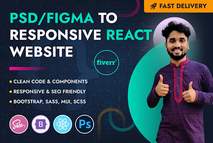 Convert psd to react website by Abu_raihanrafuj | Fiverr