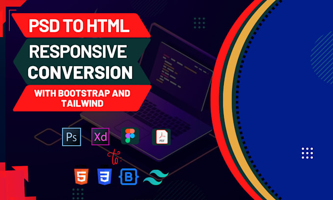 Convert psd or figma to html using tailwind or bootstrap by Shahadat696 | Fiverr
