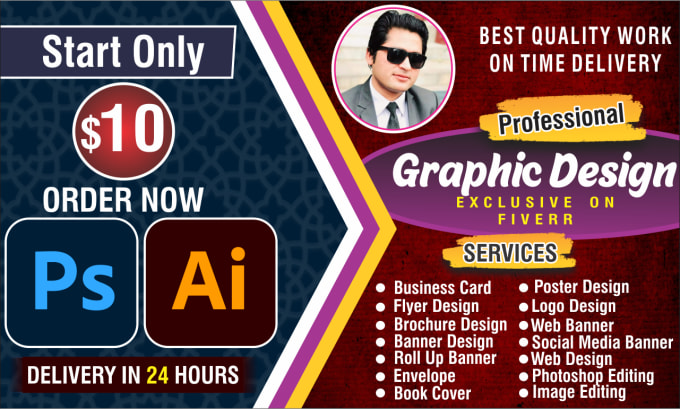 Do professional graphic designing tasks using adobe illustrator ...