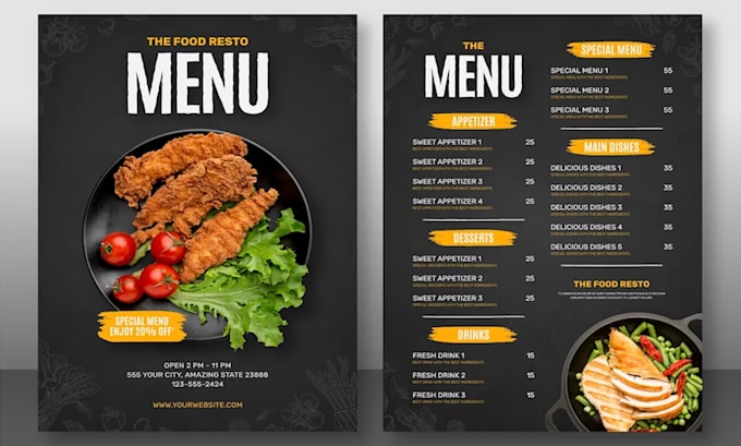 Do menu design, food menu, restaurant menu, price list by Ilhamxu7 | Fiverr