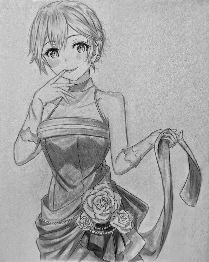 Draw anime character bnw by Hye_iin24 | Fiverr