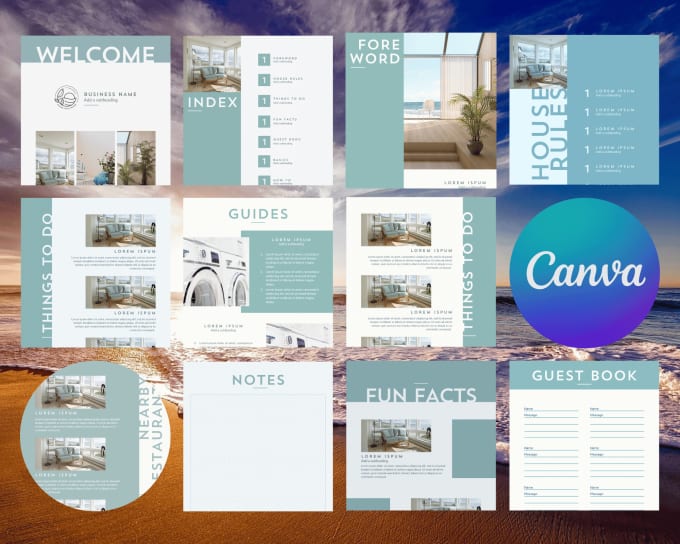 Send you a ready to edit airbnb welcome book canva template by Benmbark ...