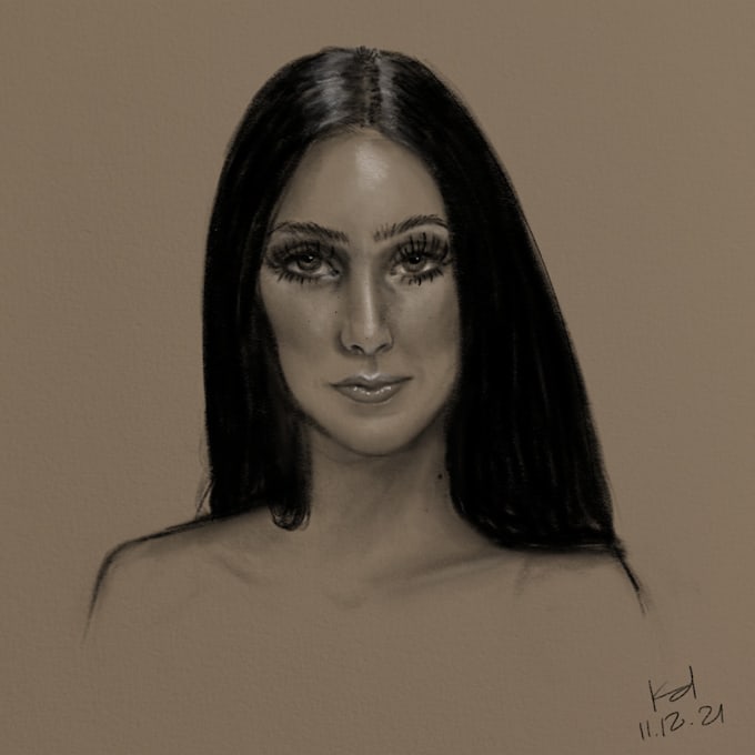 Draw a custom black and grey digital portrait by Deheras | Fiverr